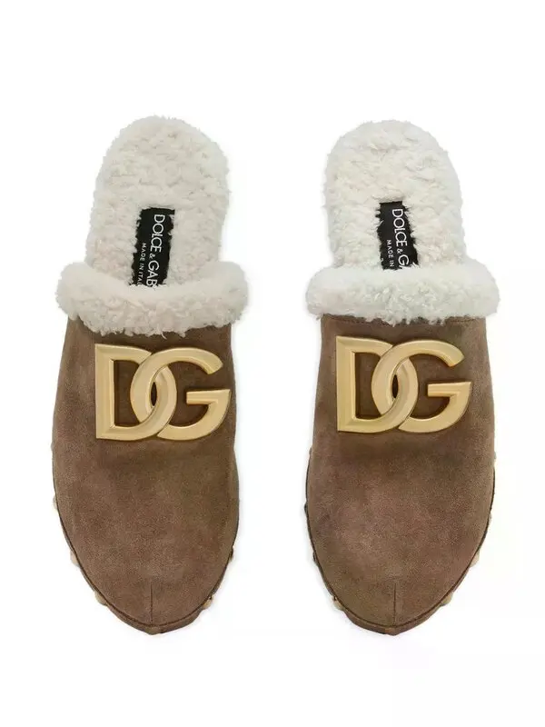 Dolce & Gabbana Logo Plaque Suede Clogs