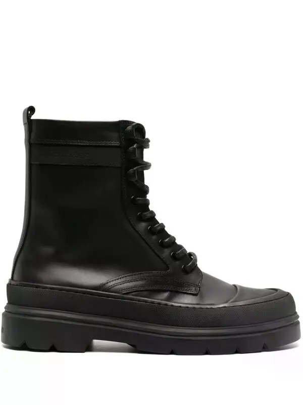 Calvin Klein Debossed Leather Ankle Boots