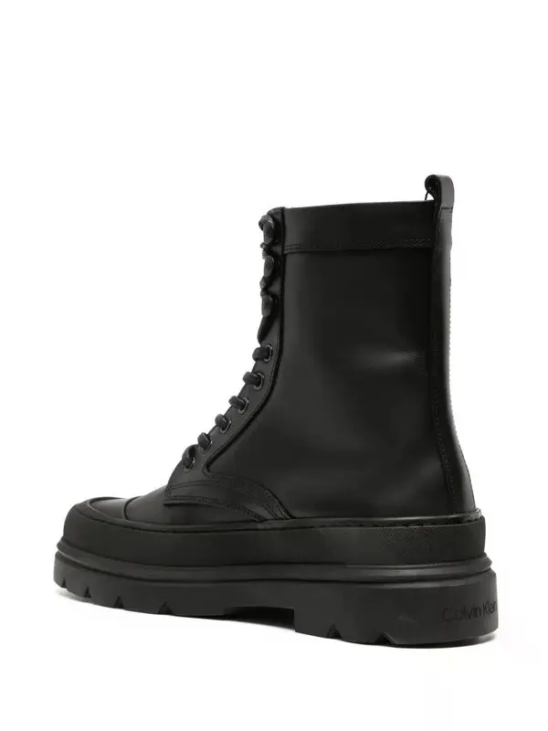 Calvin Klein Debossed Leather Ankle Boots