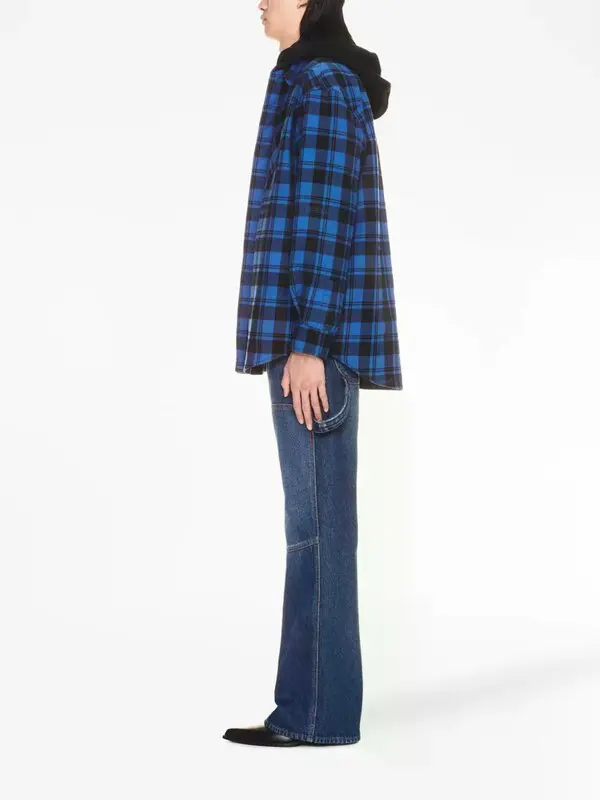 Off-White Checked Flannel Shirt - Blue