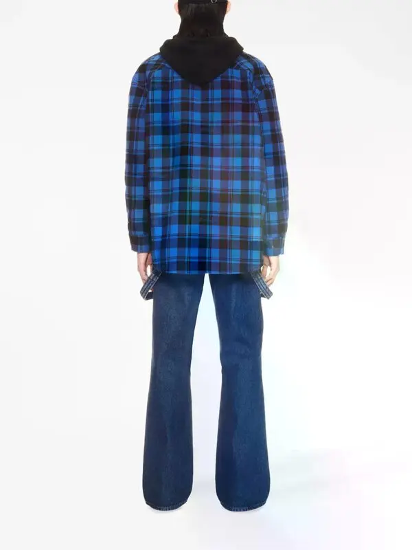 Off-White Checked Flannel Shirt - Blue