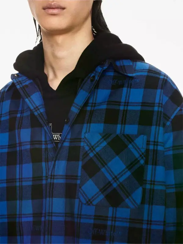 Off-White Checked Flannel Shirt - Blue