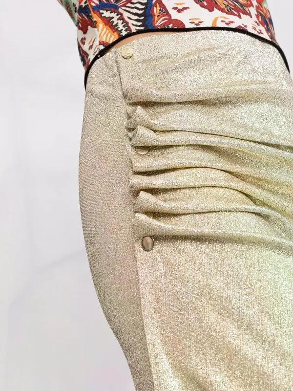 Rabanne Metallic Ruched Midi Skirt