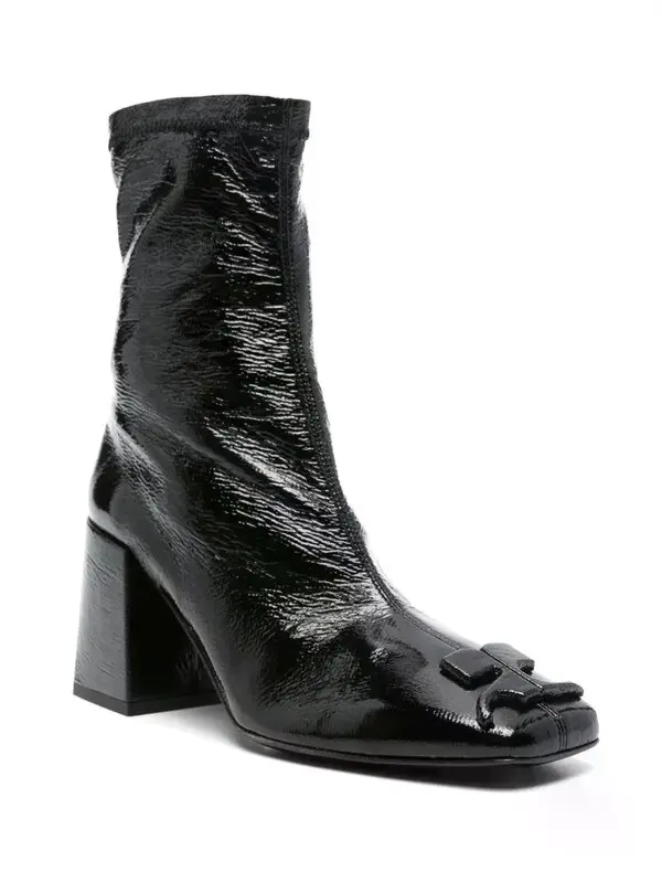 COURREGES Logo-appliqué Patent Leather Boots
