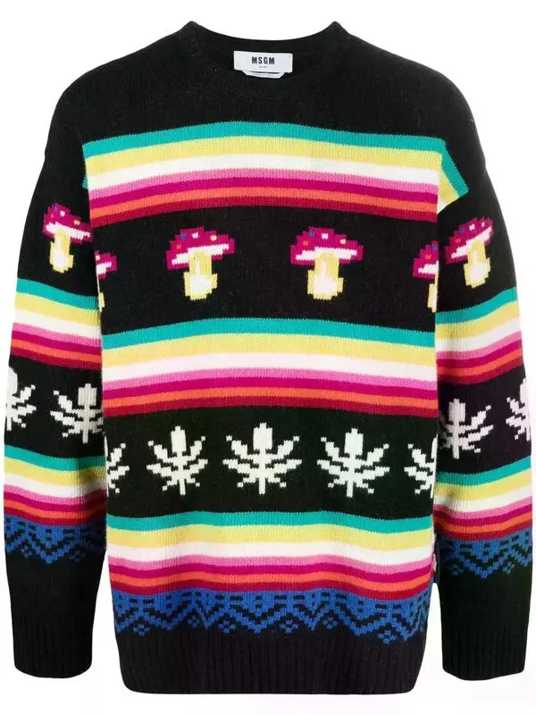 MSGM Patterned Jacquard Crew-neck Jumper