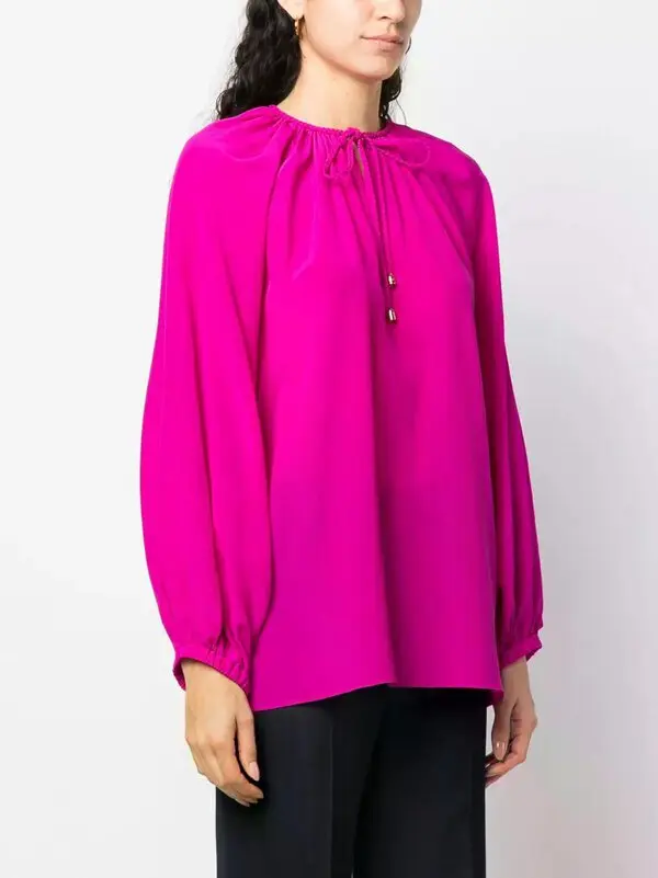 PHAEONIA Self-tie Silk Blouse