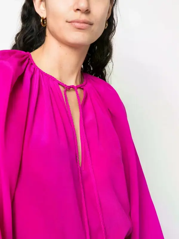 PHAEONIA Self-tie Silk Blouse