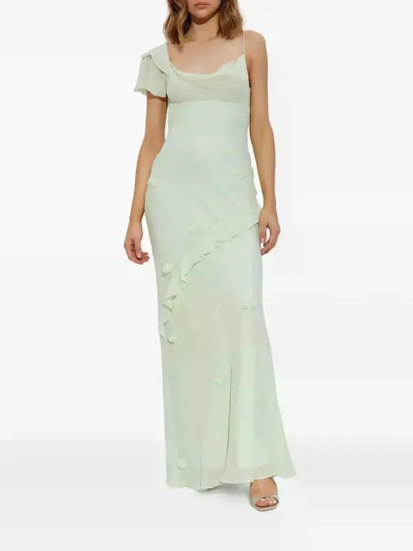 SELF-PORTRAIT Floral-appliqué Georgette Maxi Dress