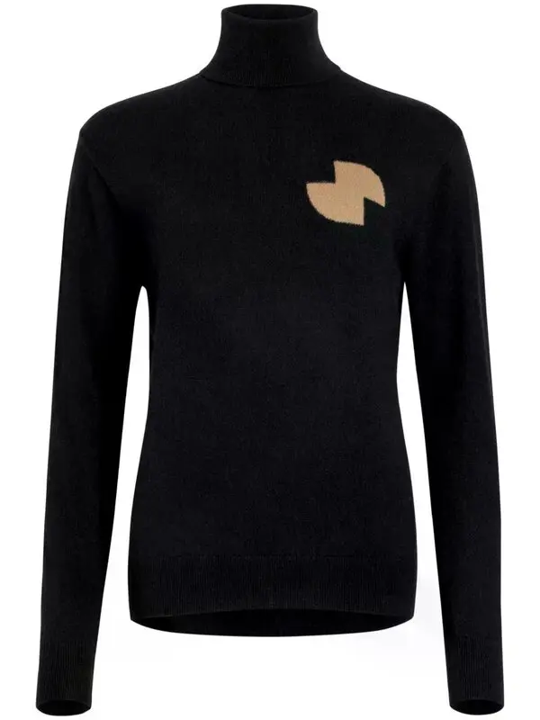 PATOU Wool-cashmere Roll Neck Sweater With Jacquard Logo Motif - Black