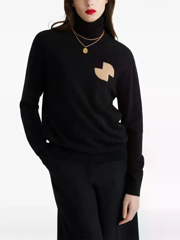 PATOU Wool-cashmere Roll Neck Sweater With Jacquard Logo Motif - Black