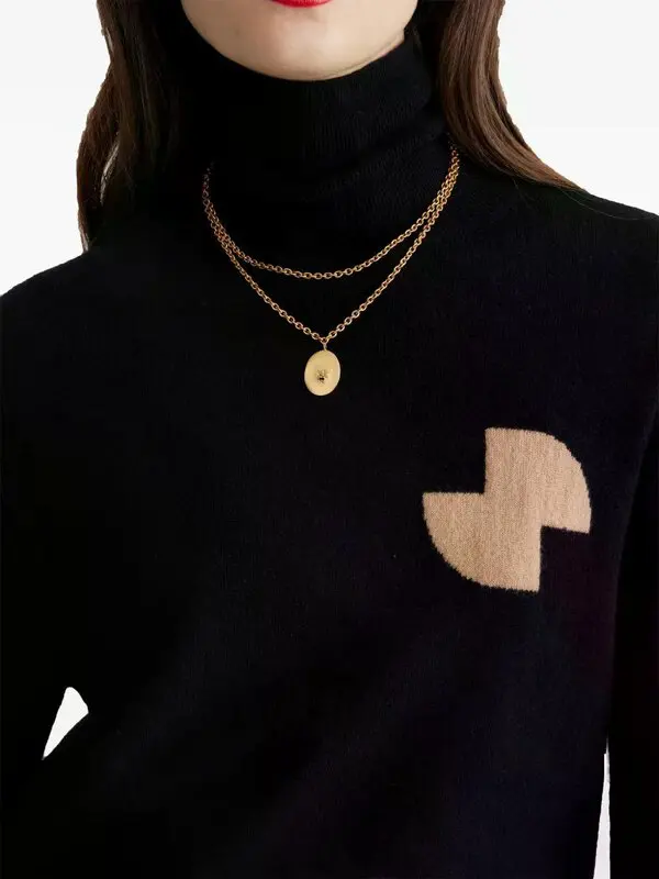PATOU Wool-cashmere Roll Neck Sweater With Jacquard Logo Motif - Black