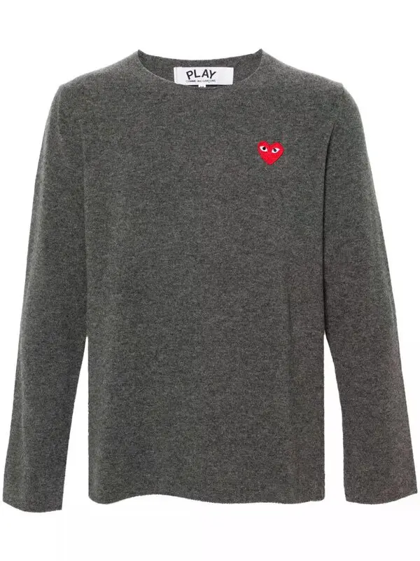 Play Comme Des Garcon Heart-patch Wool Jumper