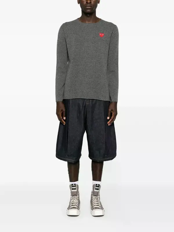 Play Comme Des Garcon Heart-patch Wool Jumper