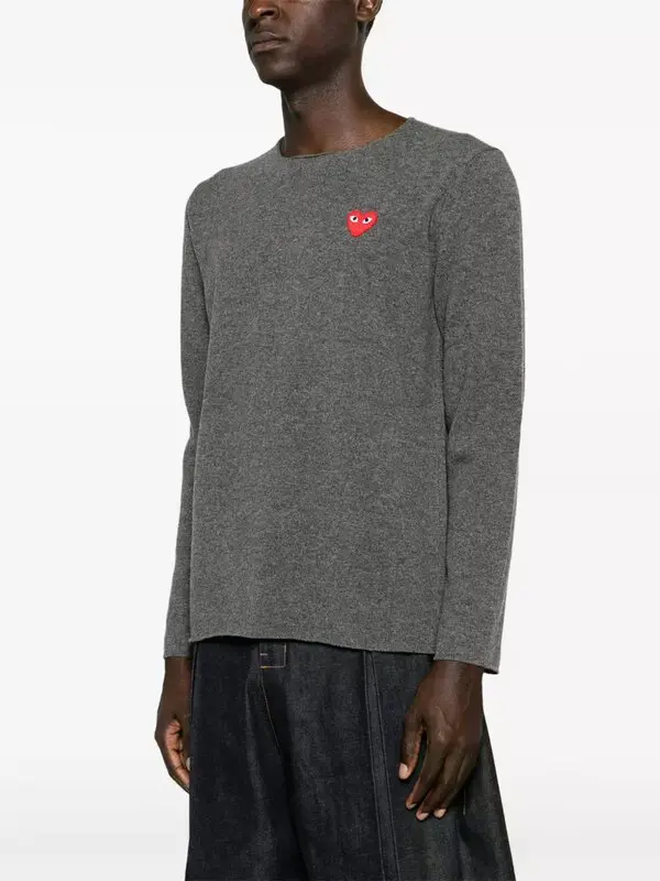 Play Comme Des Garcon Heart-patch Wool Jumper
