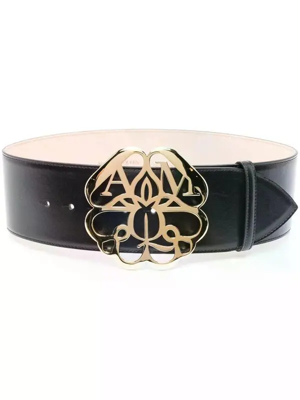 Alexander McQueen Logo-plaque Leather Belt - Black