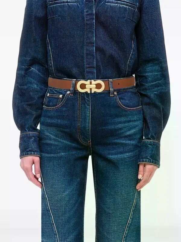 FERRAGAMO Reversible Gancini Belt - Brown