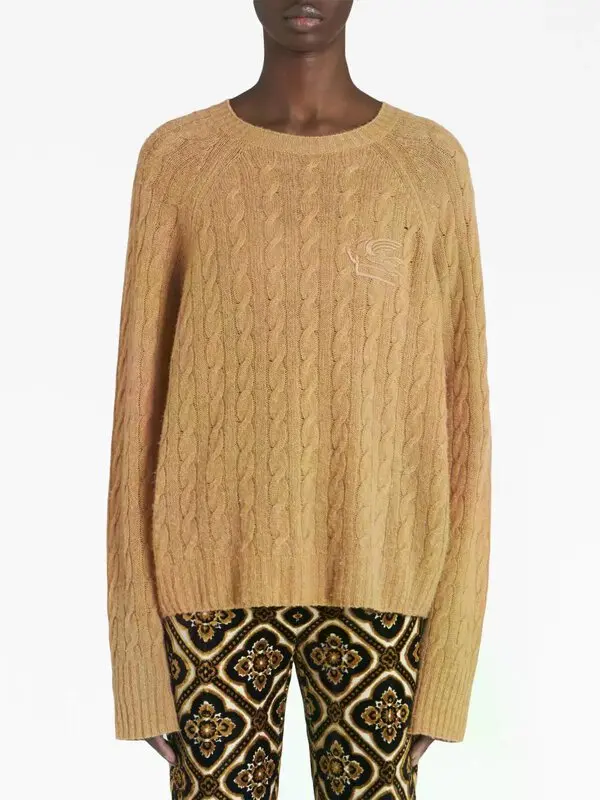 Etro Logo-embroidered Cable-knit Jumper