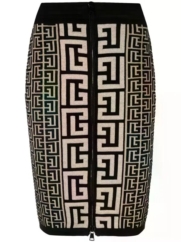 Balmain Intarsia-knit Midi Skirt - Neutrals