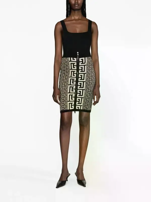 Balmain Intarsia-knit Midi Skirt