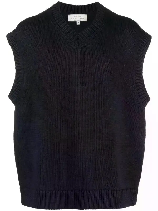 Studio Nicholson V-neck Cotton-blend Knitted Vest