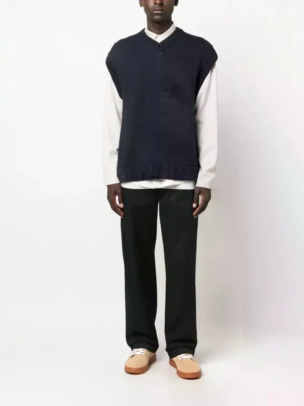 Studio Nicholson V-neck Cotton-blend Knitted Vest