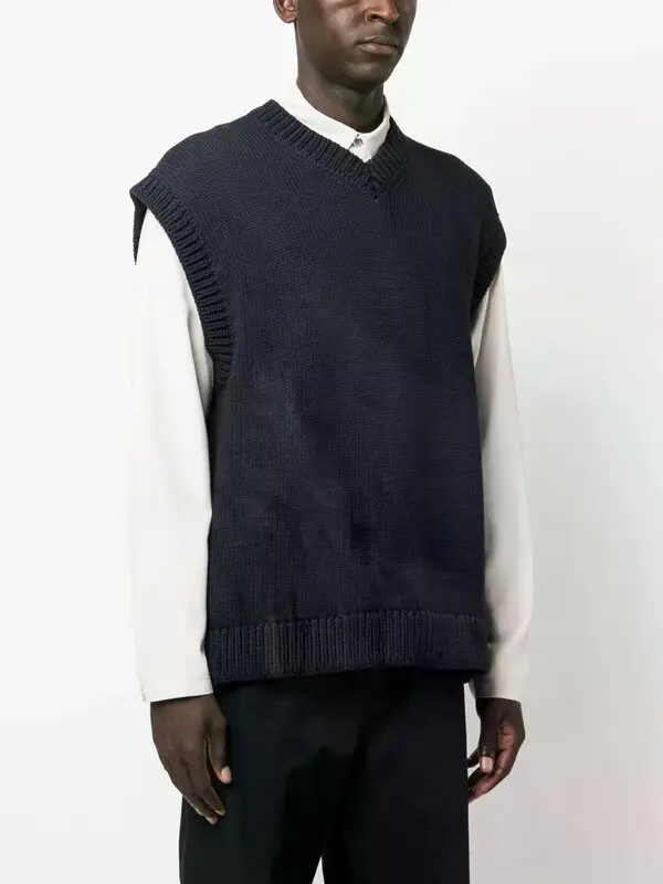 Studio Nicholson V-neck Cotton-blend Knitted Vest
