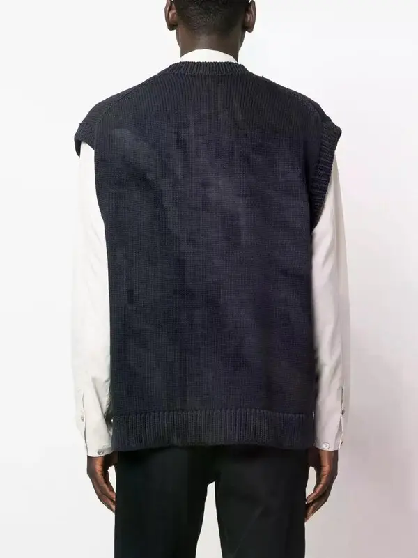 Studio Nicholson V-neck Cotton-blend Knitted Vest