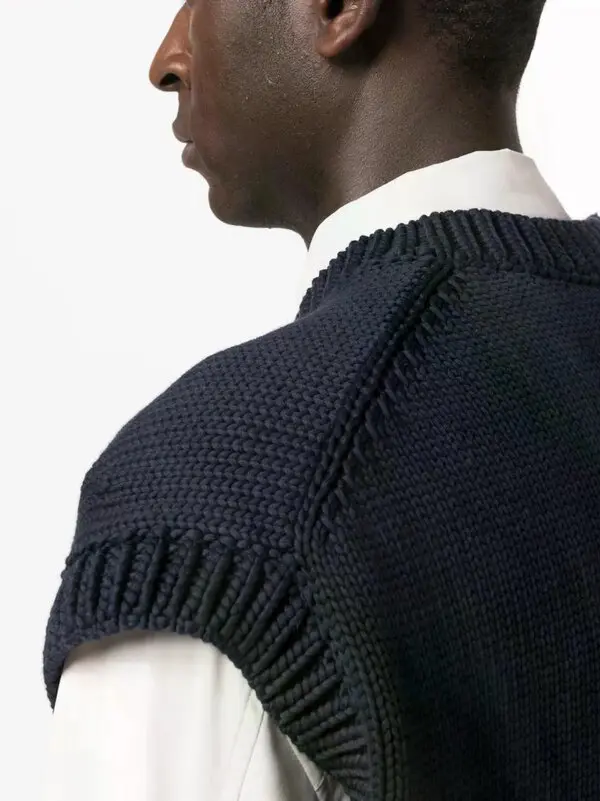 Studio Nicholson V-neck Cotton-blend Knitted Vest