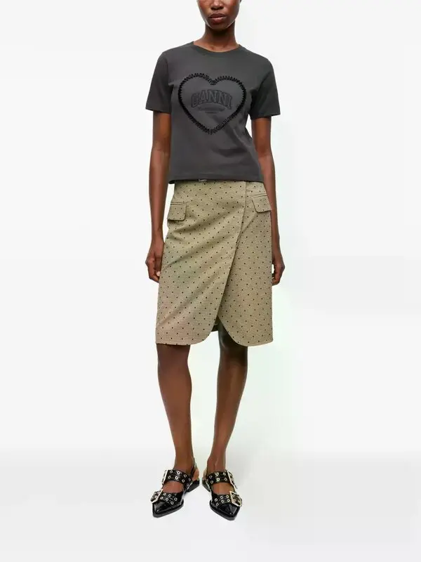GANNI Heart-motif T-shirt - Grey