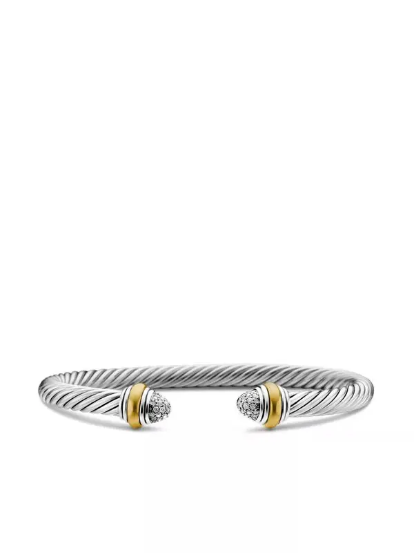 David Yurman 14kt Yellow Gold And Sterling Diamond Bracelet - Silver
