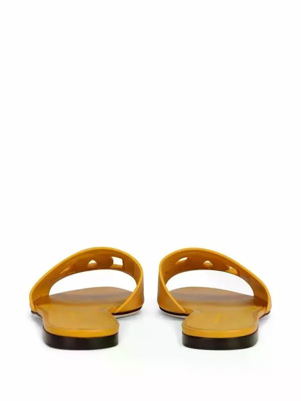 Dolce & Gabbana Dg Logo Leather Slides - Yellow