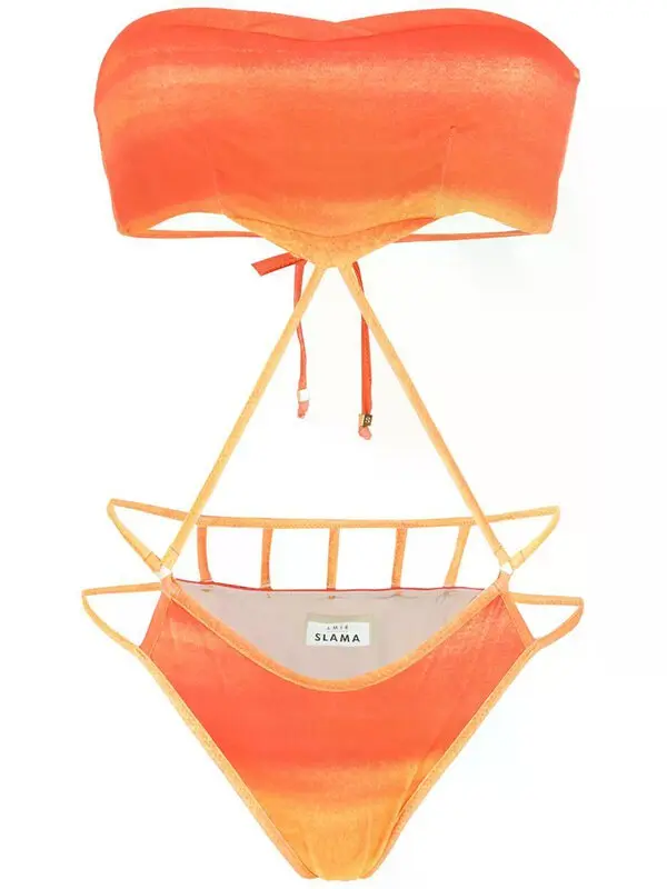 AMIR SLAMA Printed Cut-out One Piece Swimsuit - Orange