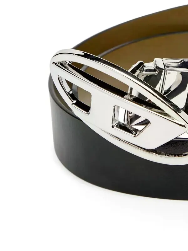 DIESEL® B-1dr Logo-buckle Leather Belt - Black