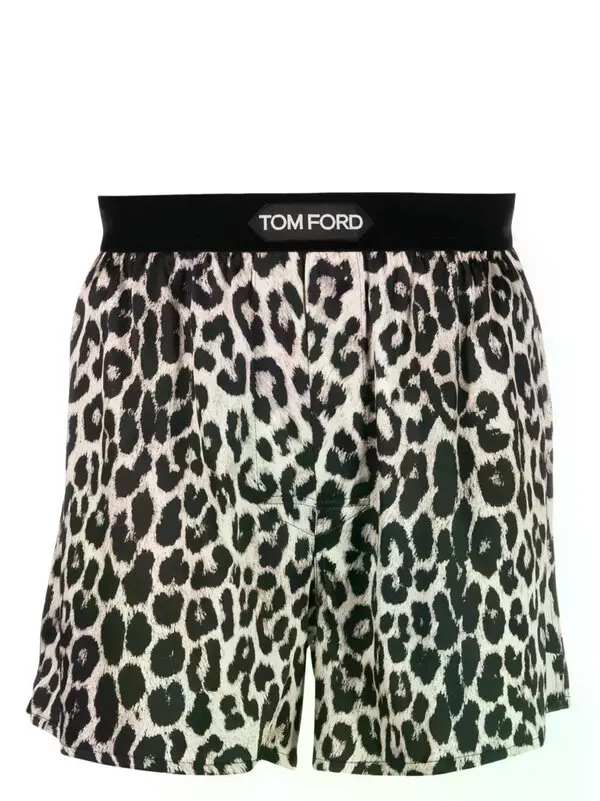 TOM FORD Leopard-print Silk Boxer - Black
