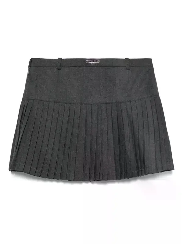MARINE SERRE Pleated Mini Skirt With Side Button And Zip Fastening - Grey