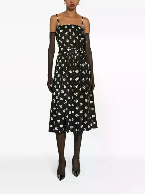 Dolce & Gabbana Printed Pleated Midi Dress