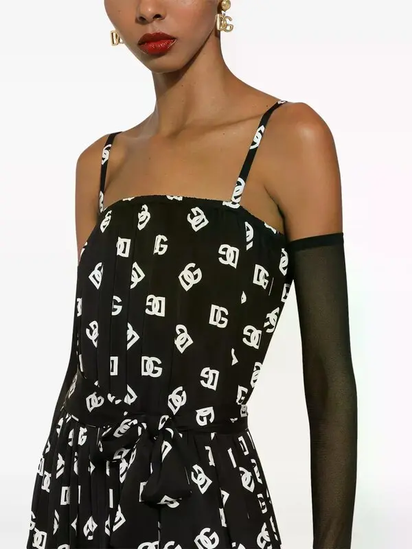 Dolce & Gabbana Printed Pleated Midi Dress