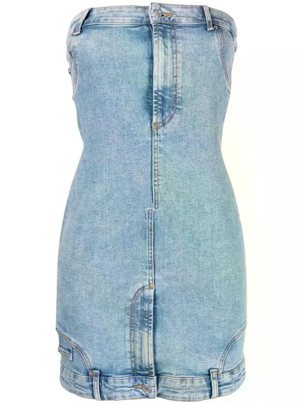 Moschino Bandeau Denim Minidress - Blue