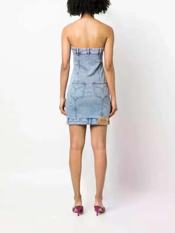 Moschino Bandeau Denim Minidress