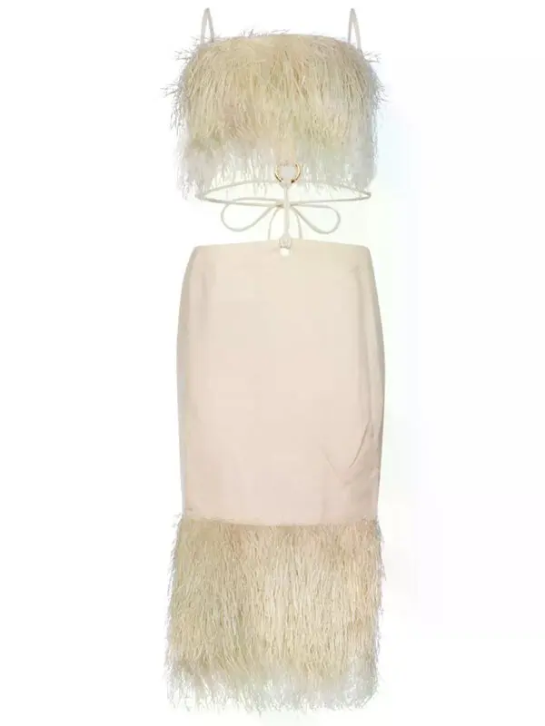 Jacquemus La Robe Raphia Fringed Dress - White