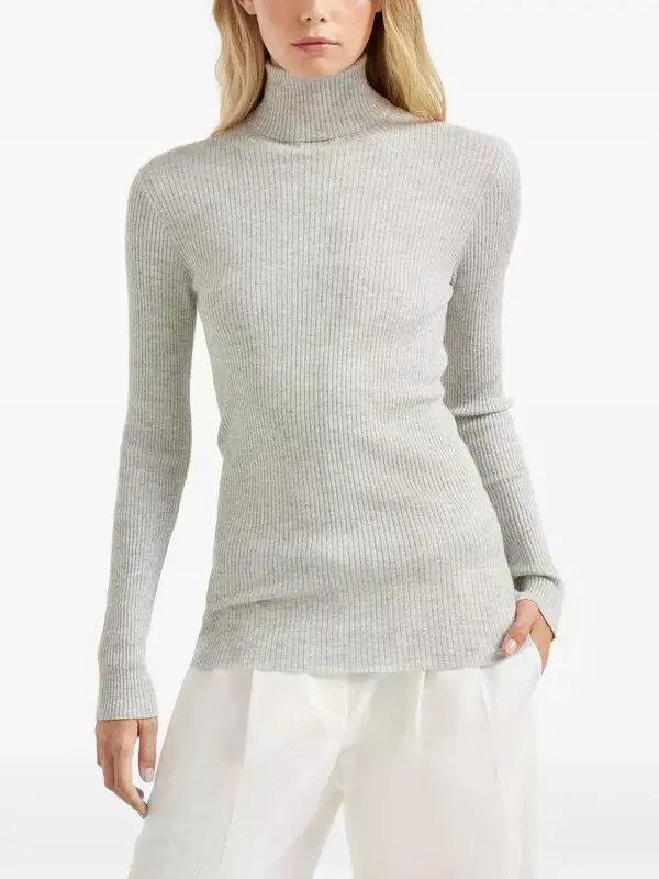 Brunello Cucinelli Ribbed-knit Roll-neck Jumper - Grey