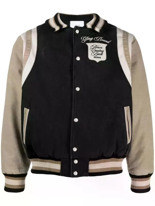 Rhude Logo-embroidered Canvas Bomber Jacket - Black