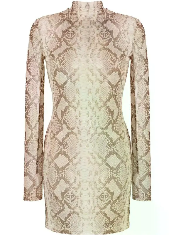 Philipp Plein Snakeskin-print Mock Neck Dress