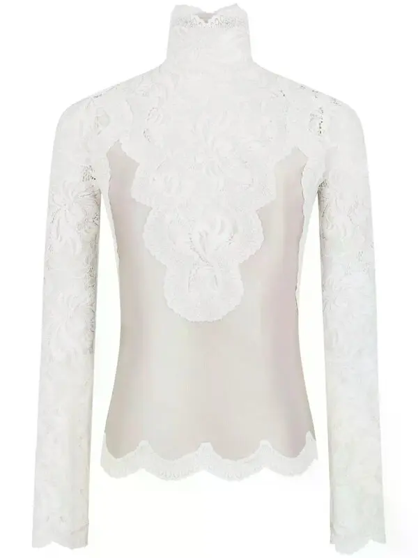 Rabanne Long-sleeve Lace Top - White