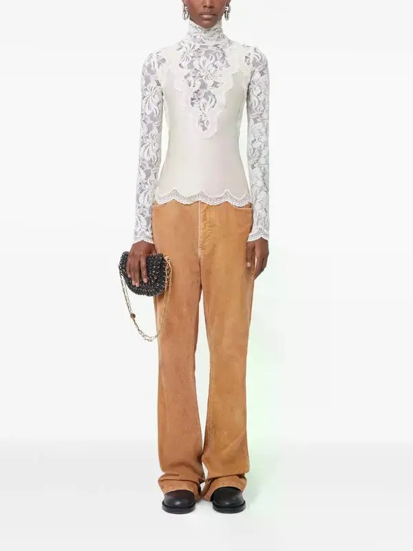 Rabanne Long-sleeve Lace Top - White