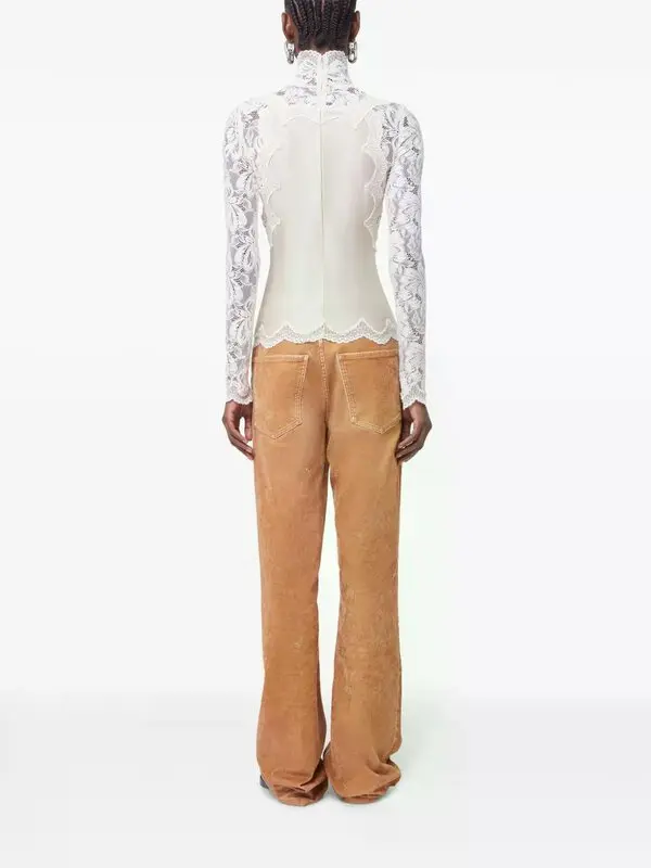 Rabanne Long-sleeve Lace Top - White