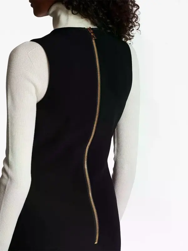 Balmain V-neck Button-front Minidress