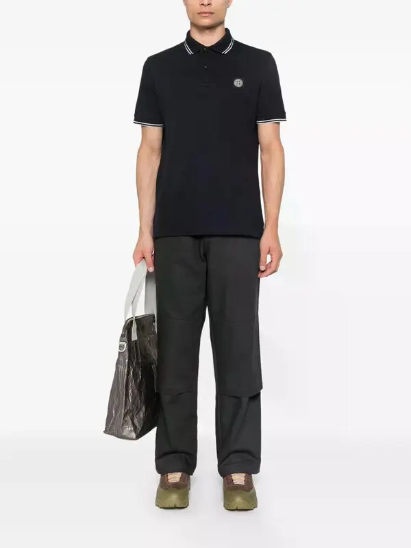 Stone Island Compass-motif Polo Shirt - Blue