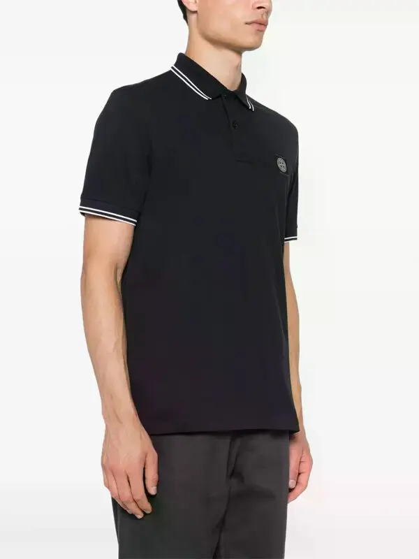 Stone Island Compass-motif Polo Shirt - Blue