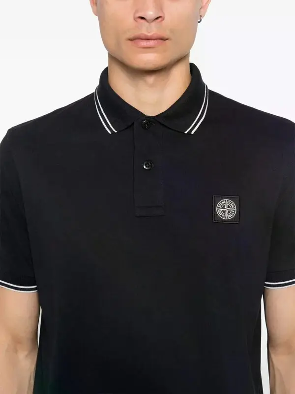 Stone Island Compass-motif Polo Shirt - Blue
